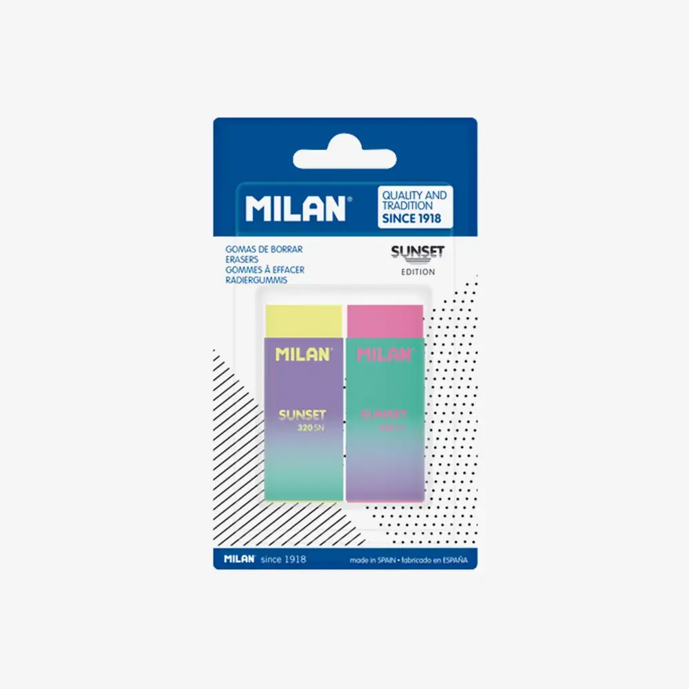 Blister pack 2 nata® 320 erasers, Sunset series