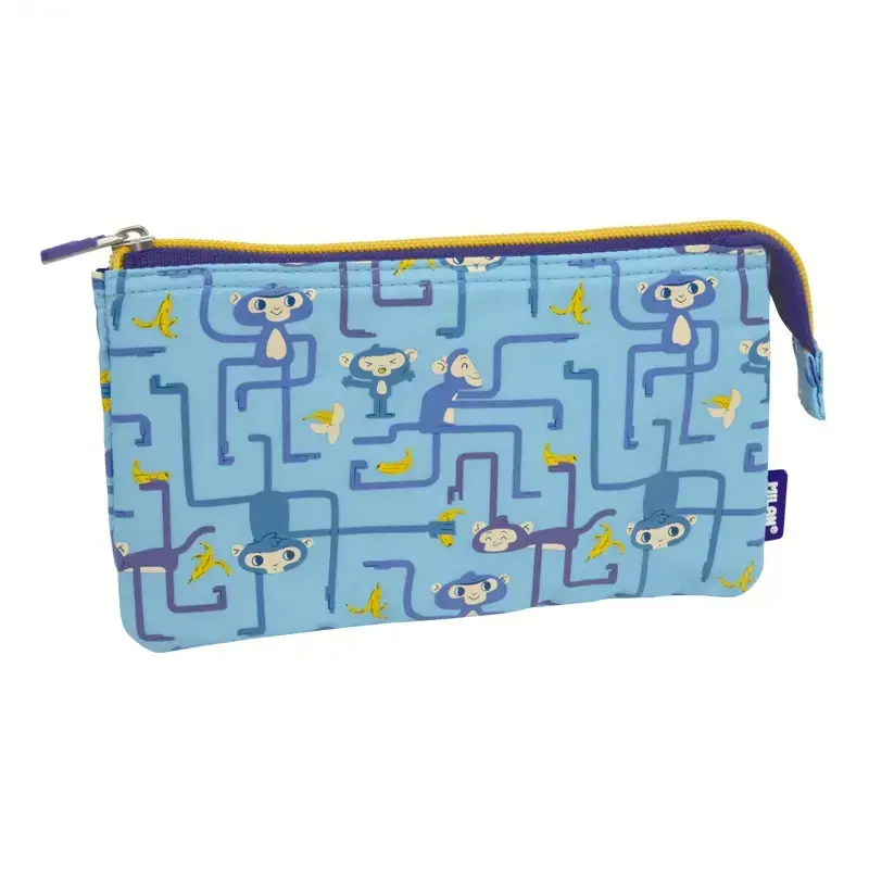 5-pocket pencil case Tangled Monkeys series, blue