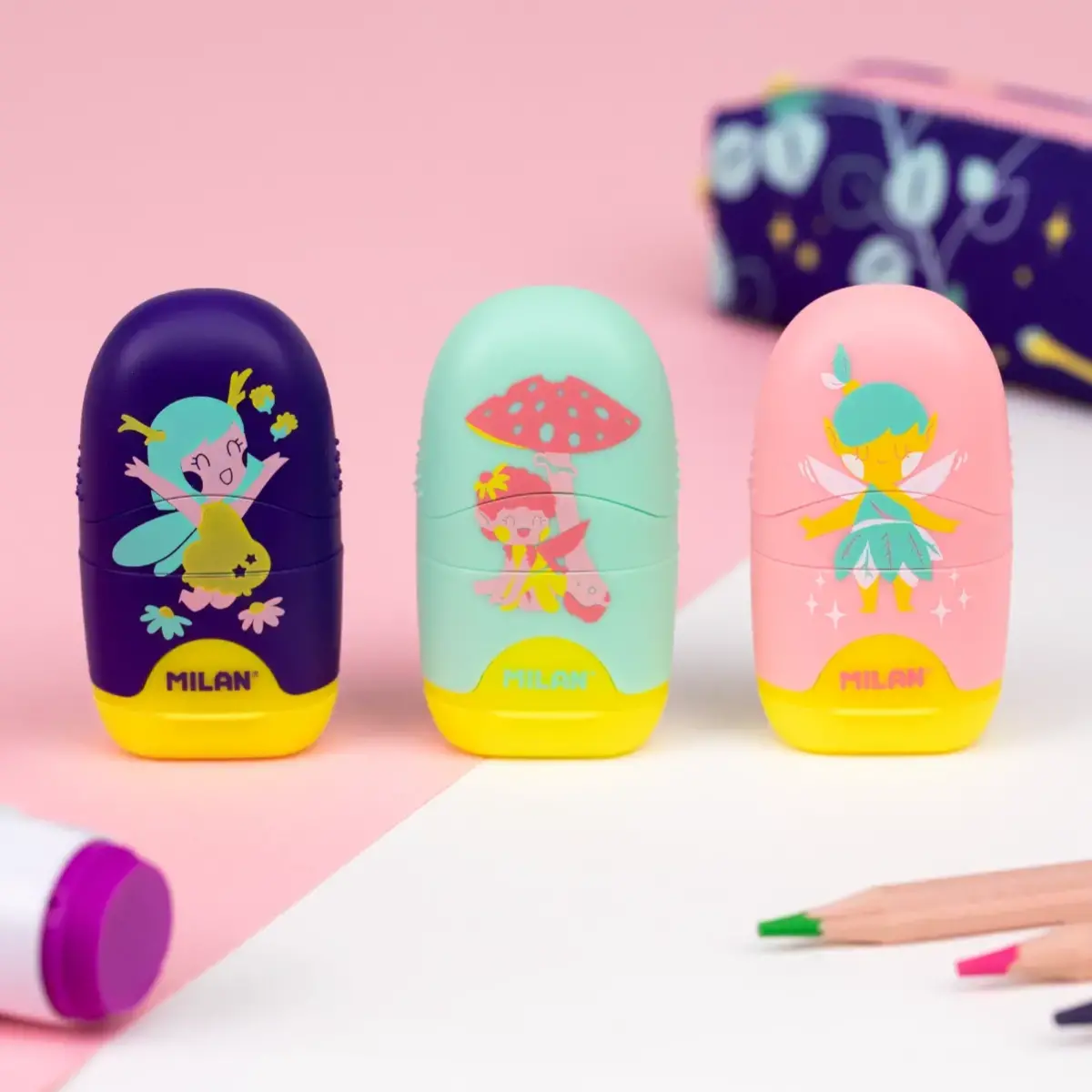 Blister pack eraser with pencil sharpener CAPSULE Fairy Tale special series
