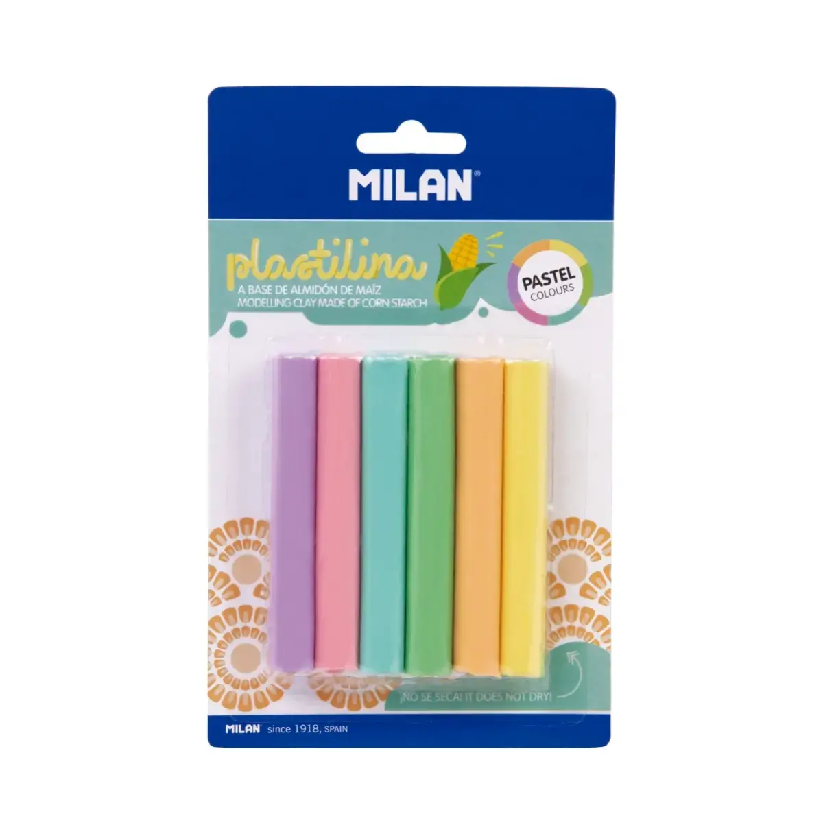 Blister pack 6 modelling clay sticks pastel colors (70g)