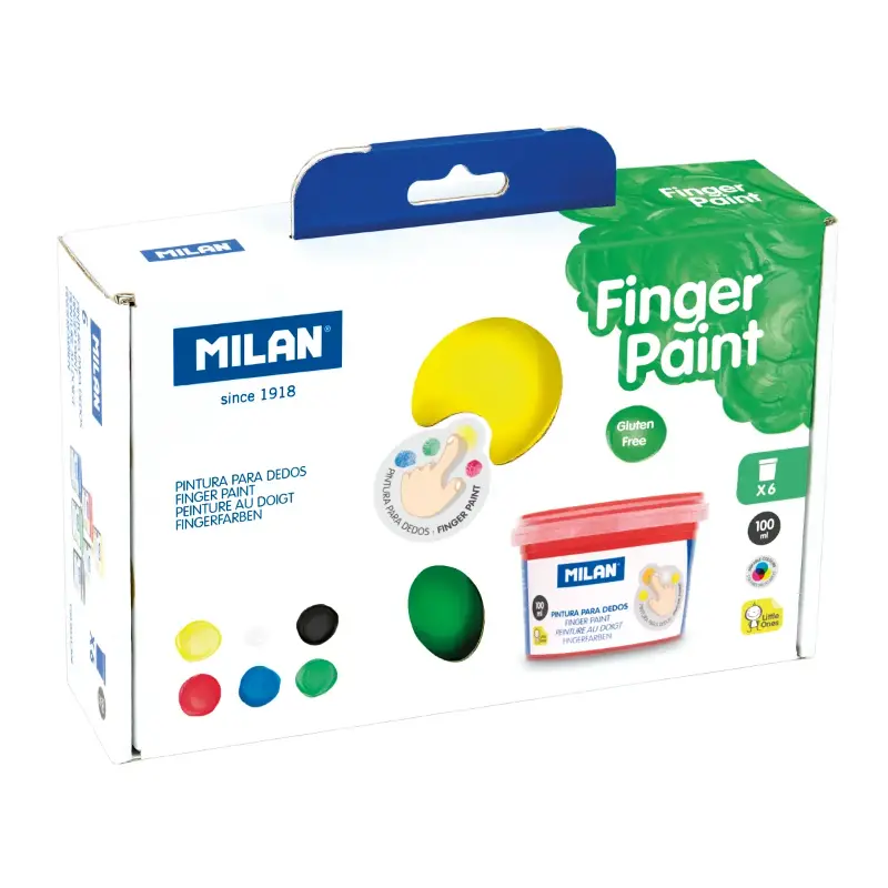 Box 6 pots 100 ml finger paint, assorted colours